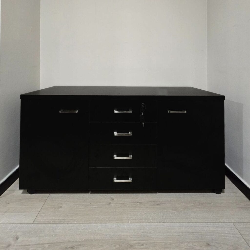 ארונית ניידת למשרד בצבע שחור ארונית למדפסת - ספינזי ריהוט משרדי